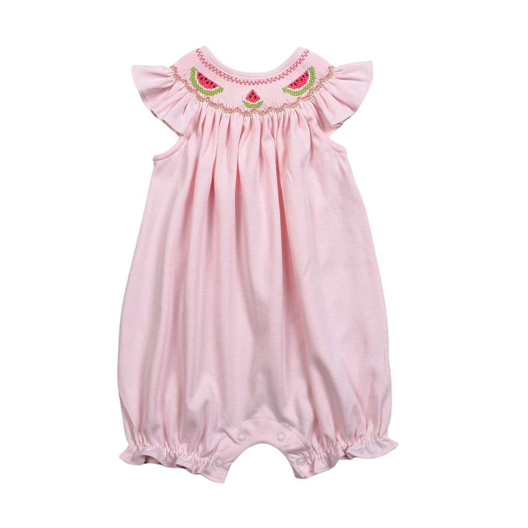 Hug Me First - JAY-130 WATERMELON HAND SMOCKED BISHOP BUBBLE: 6-9m ...